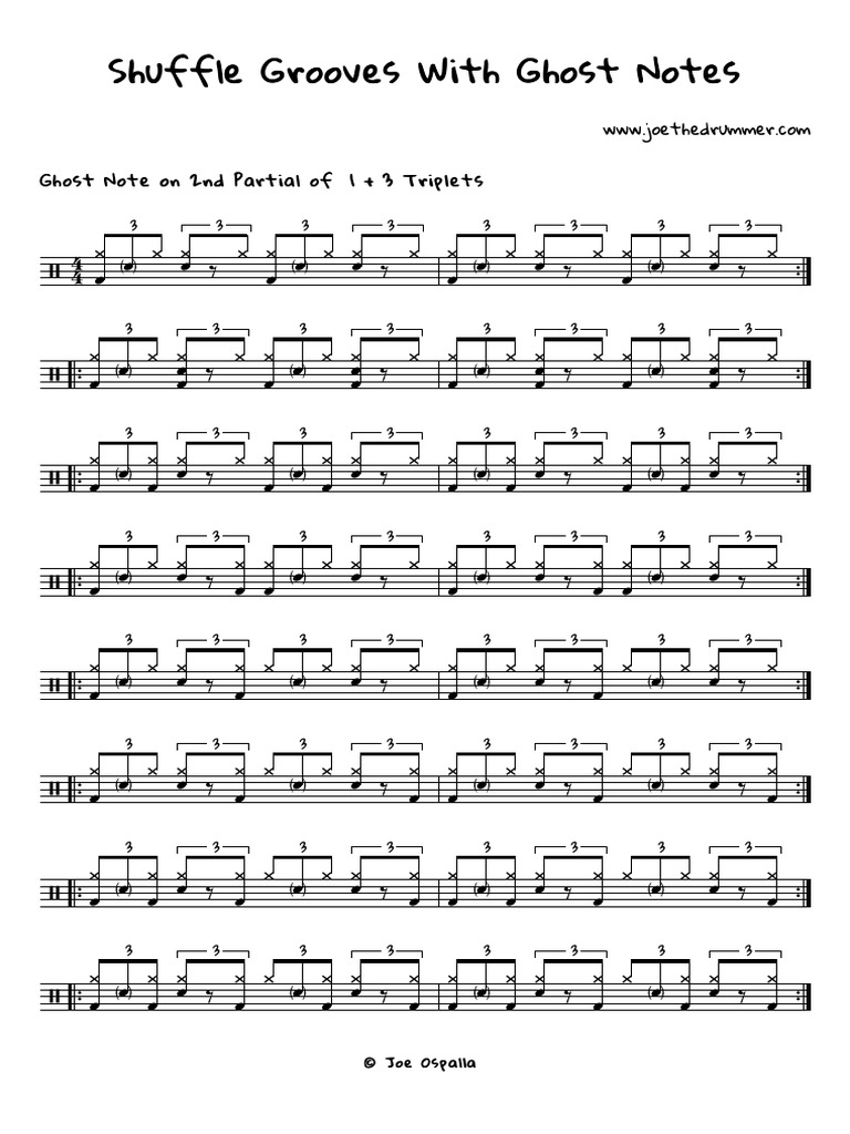 Shuffle Grooves With Ghost Notes | PDF