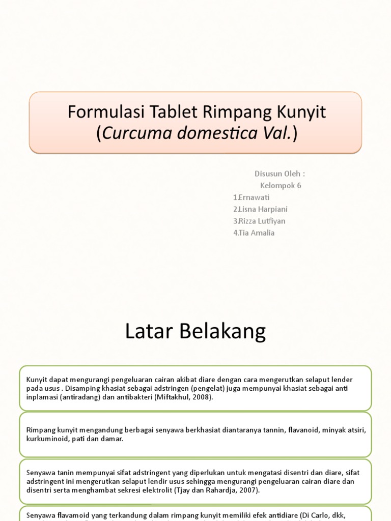 FORMULASI TABLET EKSTRAK KUNYIT | PDF