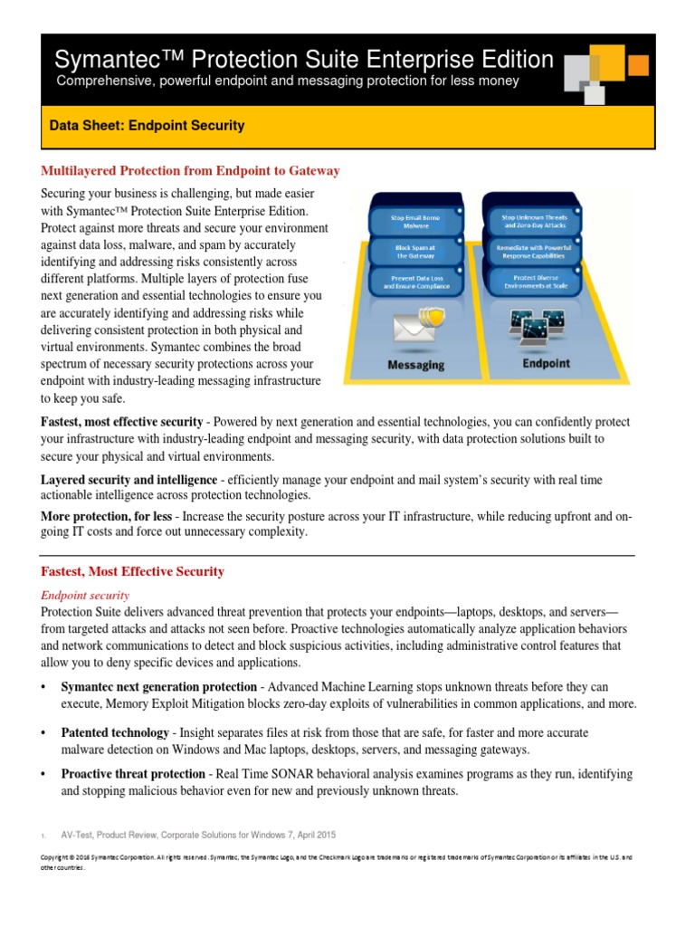 Symantec™ Protection Suite Enterprise Edition: Data Sheet: Endpoint ...