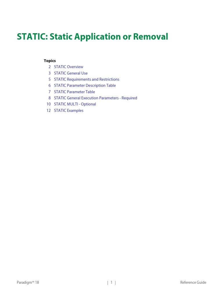 STATIC: Static Application or Removal: Topics | PDF | Parameter ...