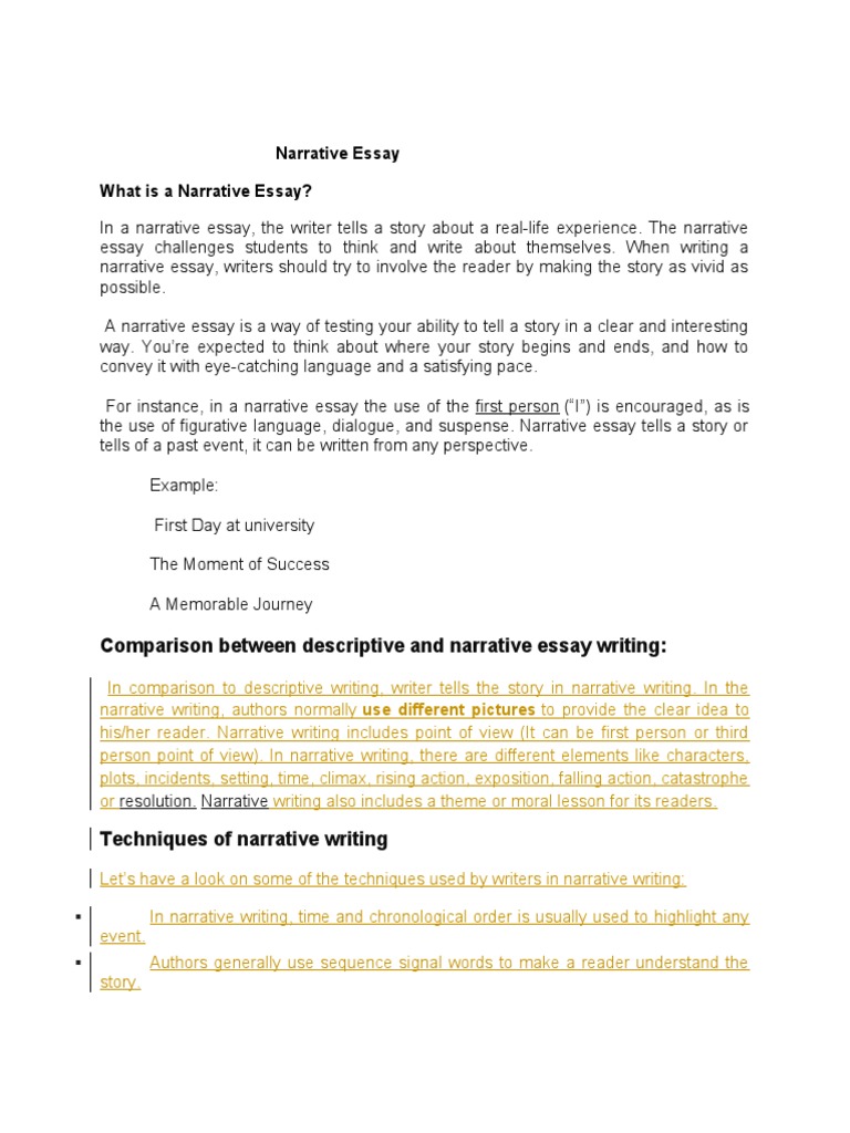 Narrative Essay What Is A Narrative Essay? | PDF | Narrative | Essays