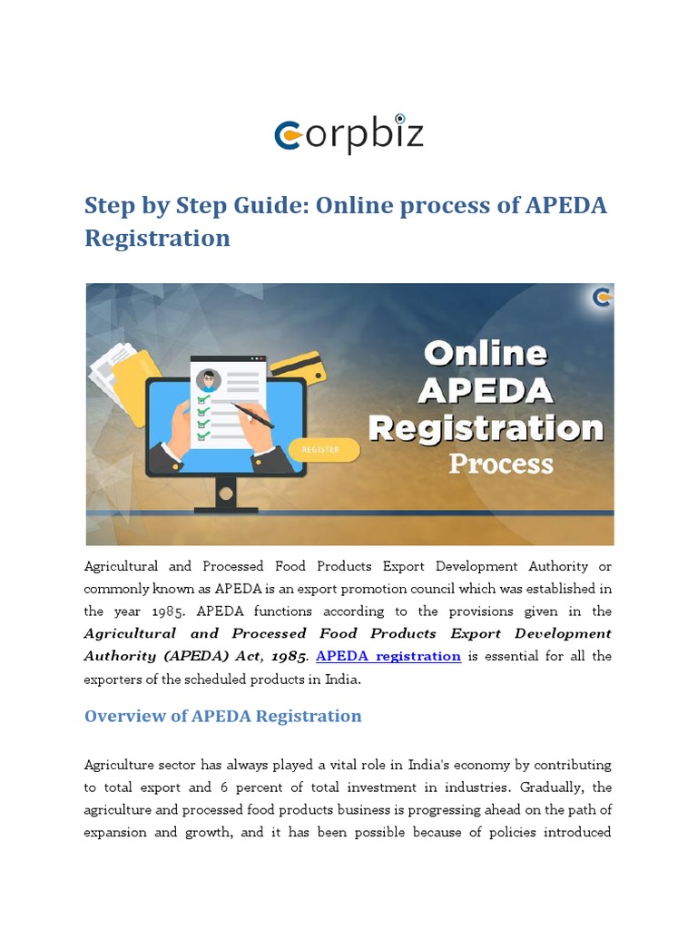 Step by Step Guide: Online Process of APEDA Registration | PDF | Agriculture | Payments