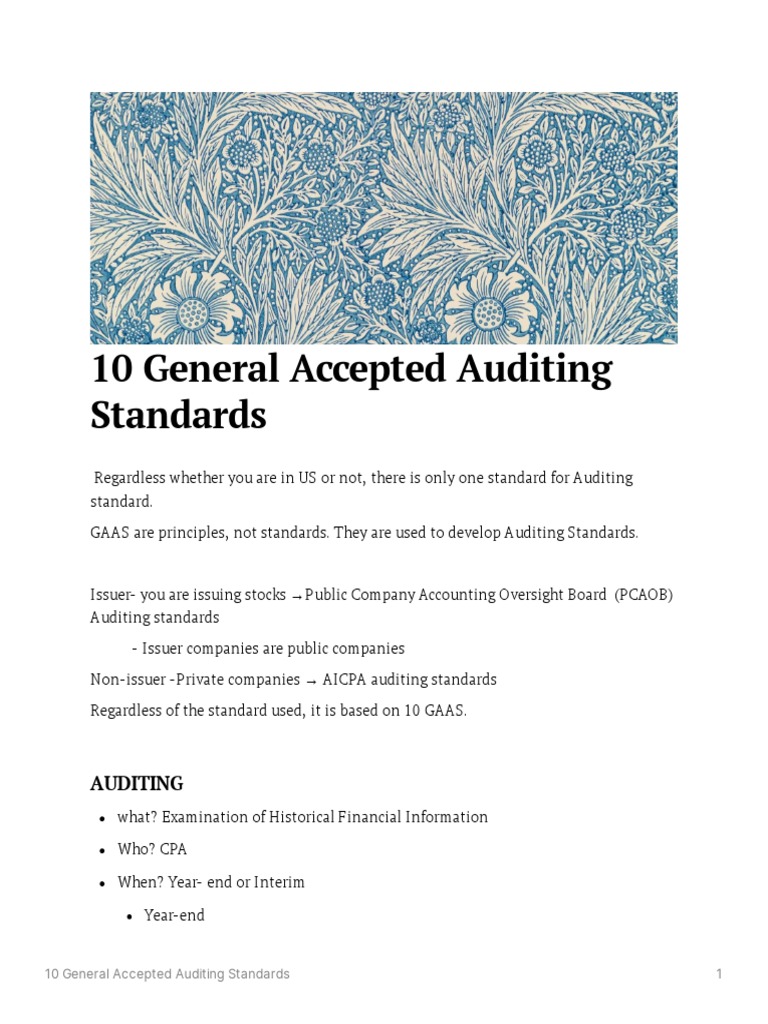 10 General Accepted Auditing Standards | PDF | Auditor's Report | Audit