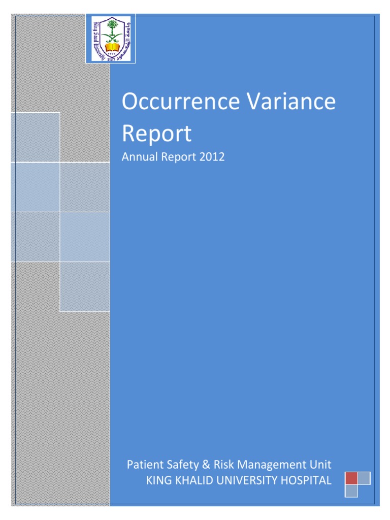 Occurrence Variance: Annual Report 2012 | PDF | Medical Record | Patient