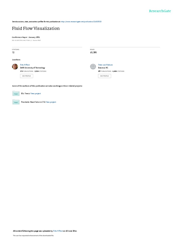 Fluid Flow Visualization: January 1991 | PDF | Visualization (Graphics) | Fluid Dynamics