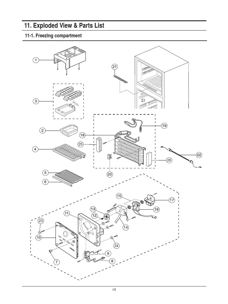 Exploded View & Parts List: 11-1. Freezing Compartment | PDF | Home ...