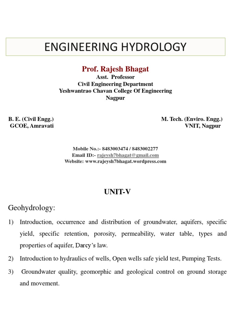 Geohydrology: Groundwater Fundamentals | PDF | Aquifer | Groundwater