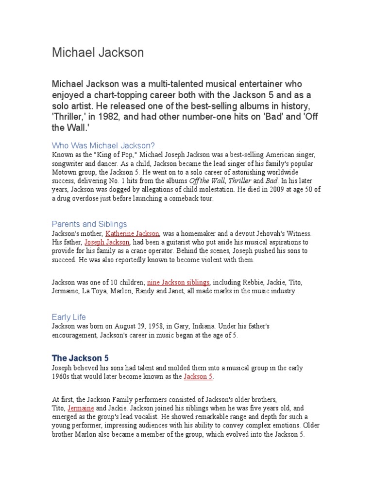 Michael Jackson | PDF | Michael Jackson | Entertainment (General)