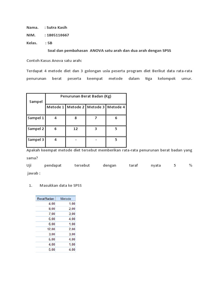 SOAL ANOVA Dengan SPSS | PDF