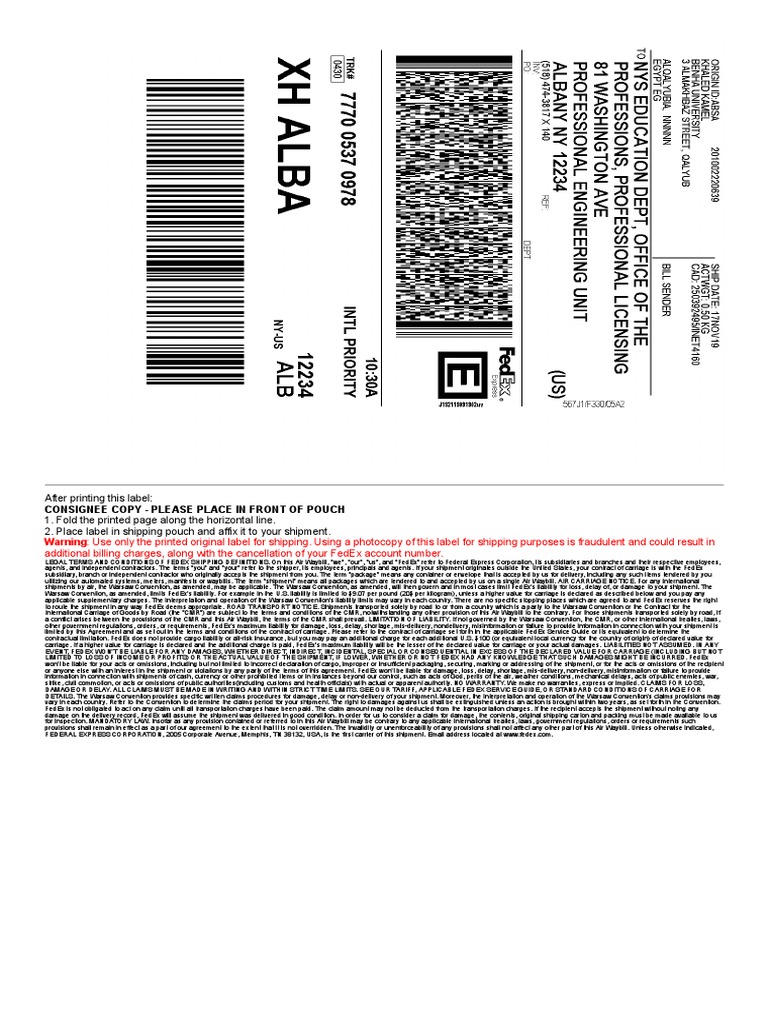 FedEx Ship Manager - Print Your Label(s) PDF | PDF | Fed Ex | Consignee