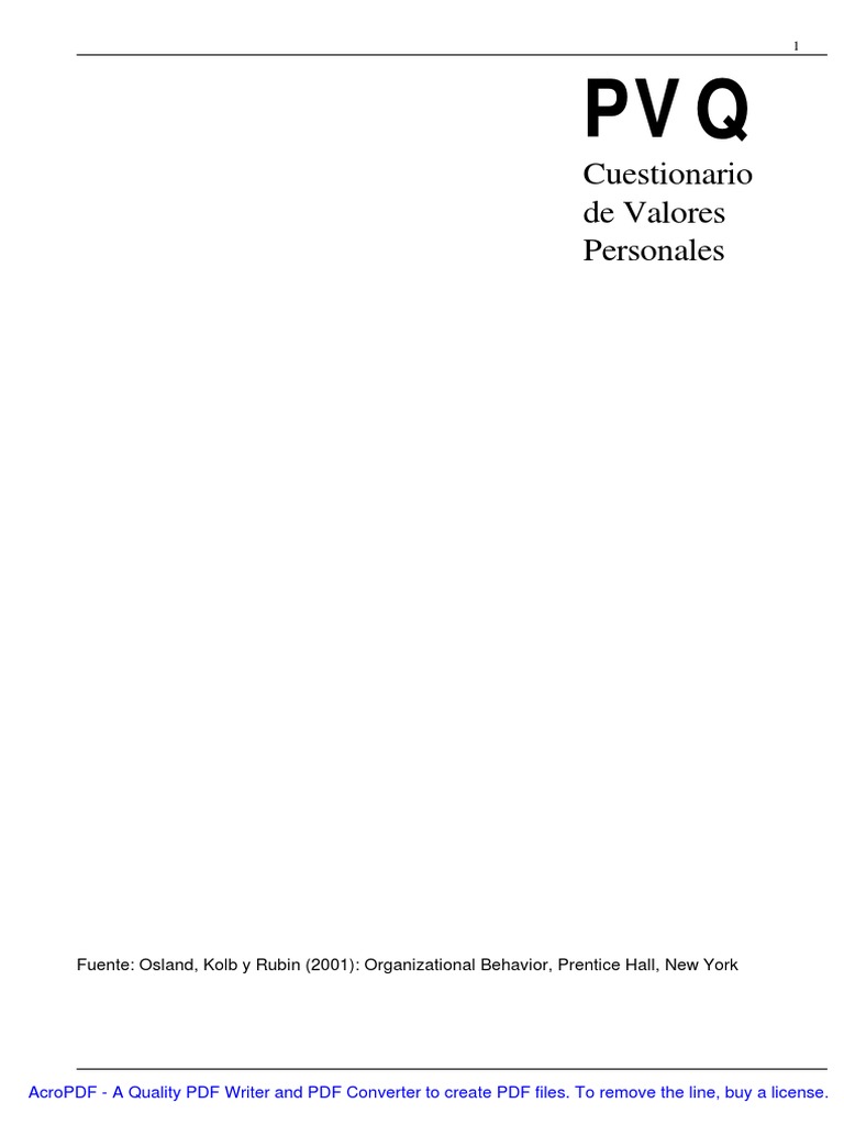 PVQ Cuest Valores Personales | PDF | Cuestionario