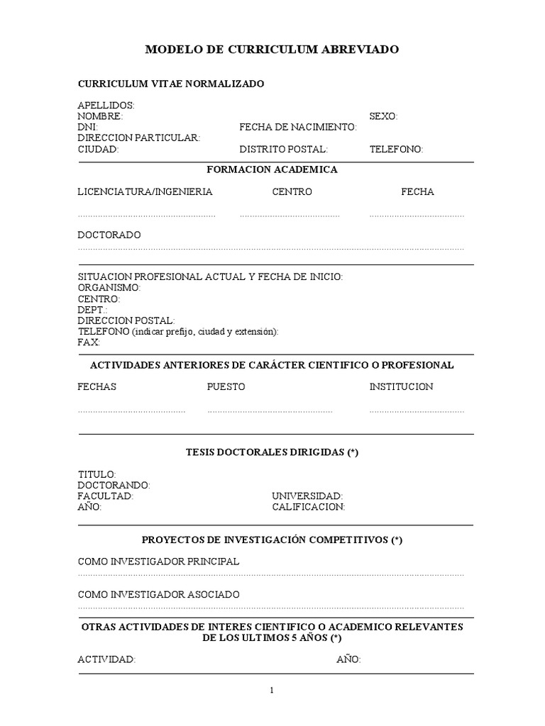 Modelo CV Normalizado | PDF | Plan de estudios | Enseñando y aprendiendo