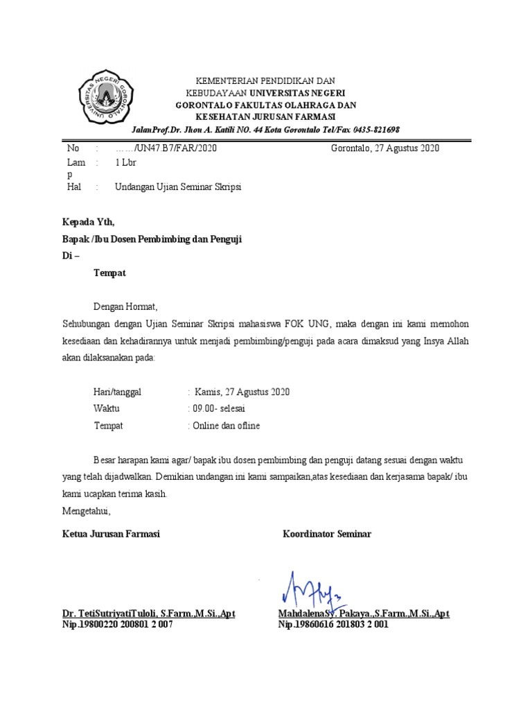 Undangan Seminar Skripsi | PDF