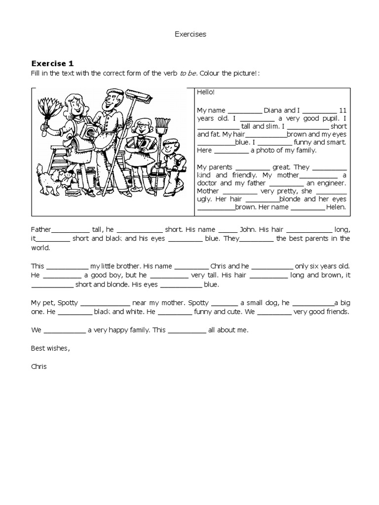 Fill in the Blanks: Verb "To Be" Exercise | PDF