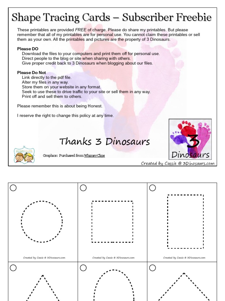 Free Shape Tracing Cards Printable | PDF