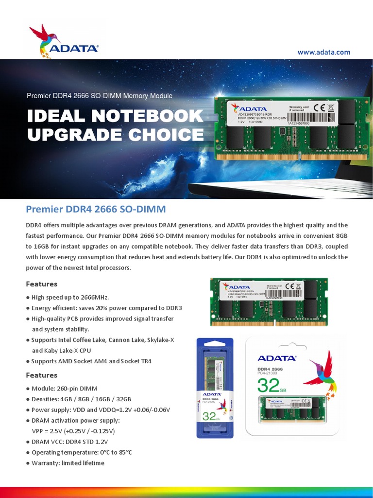 Datasheet - Premier DDR4 2666 SO-DIMM - 20190829 | PDF | Electronic ...