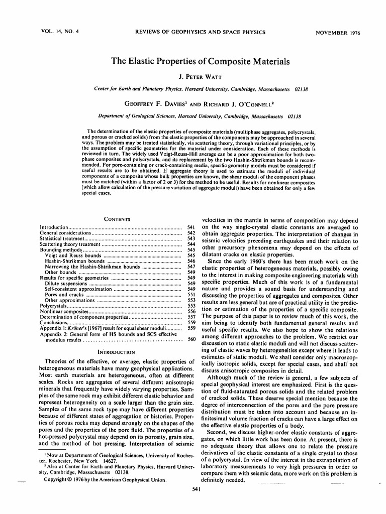 The Elastic Properties of Composite Materials | PDF | Young's Modulus ...