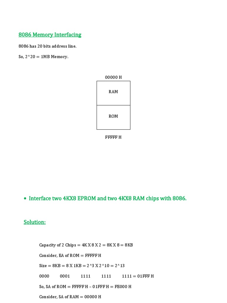 Interfacing 4KB RAM and 4KB EPROM Chips with the 8086 Microprocessor | PDF | Computer Memory ...