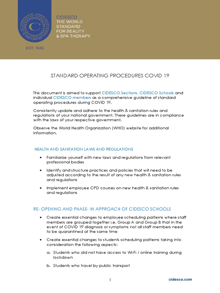 Standard Operating Procedures For Schools COVID 19 | PDF | Public ...