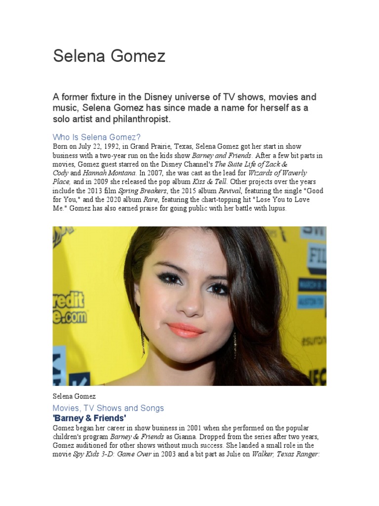 Selena Gomez | PDF | Entertainment (General)