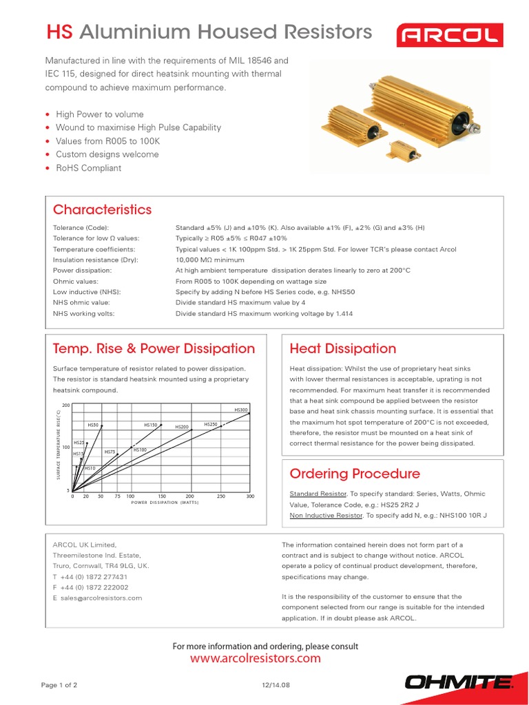 Datasheet Resistencias OMIT-S-A0004284475-1 | PDF | Resistor ...