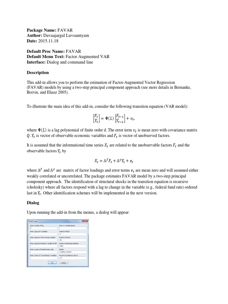 Favar Package | PDF | Vector Autoregression | Statistical Analysis