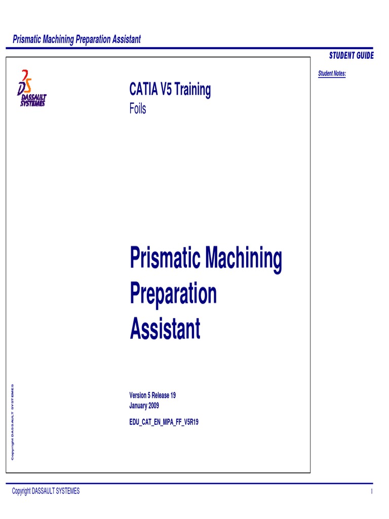 Prismatic Machining Preparation Assistant: CATIA V5 Training | PDF ...