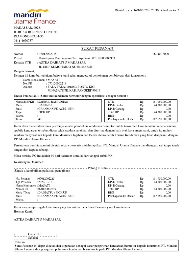 MUF Portal PO SIP - 07012000006971 PDF | PDF | Pengelolaan Keuangan & Uang