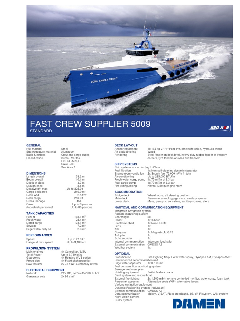 Product Sheet Damen FCS 5009 | PDF | Deck (Ship) | Ships
