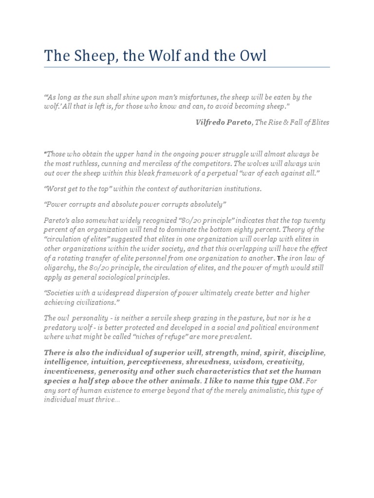 The Sheep The Wolf and The Owl | PDF | Obedience (Human Behavior ...