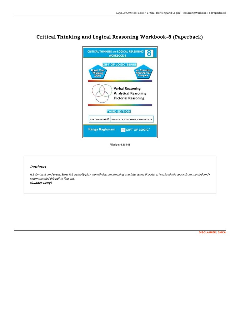 Critical Thinking and Logical Reasoning Workbook-8 (Paperback) Critical ...