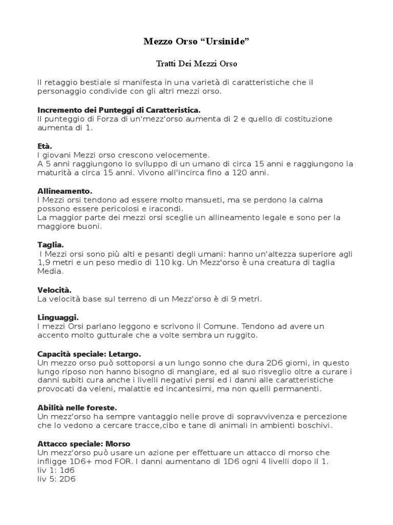 Mezz'orso D&D 5 | PDF