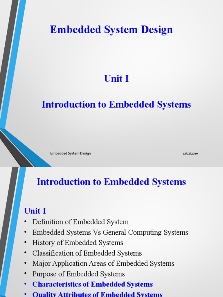 Embedded System Design: Unit I Introduction To Embedded Systems | PDF ...