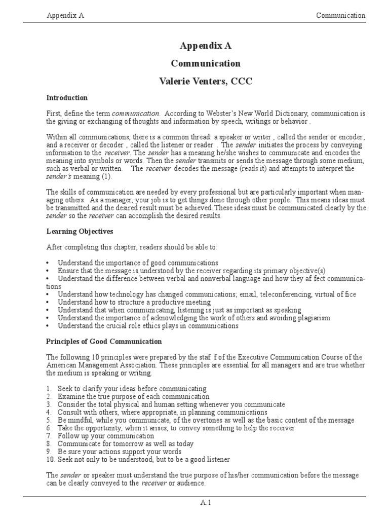 Appendix A Communication Valerie Venters, CCC: Sender's | PDF ...