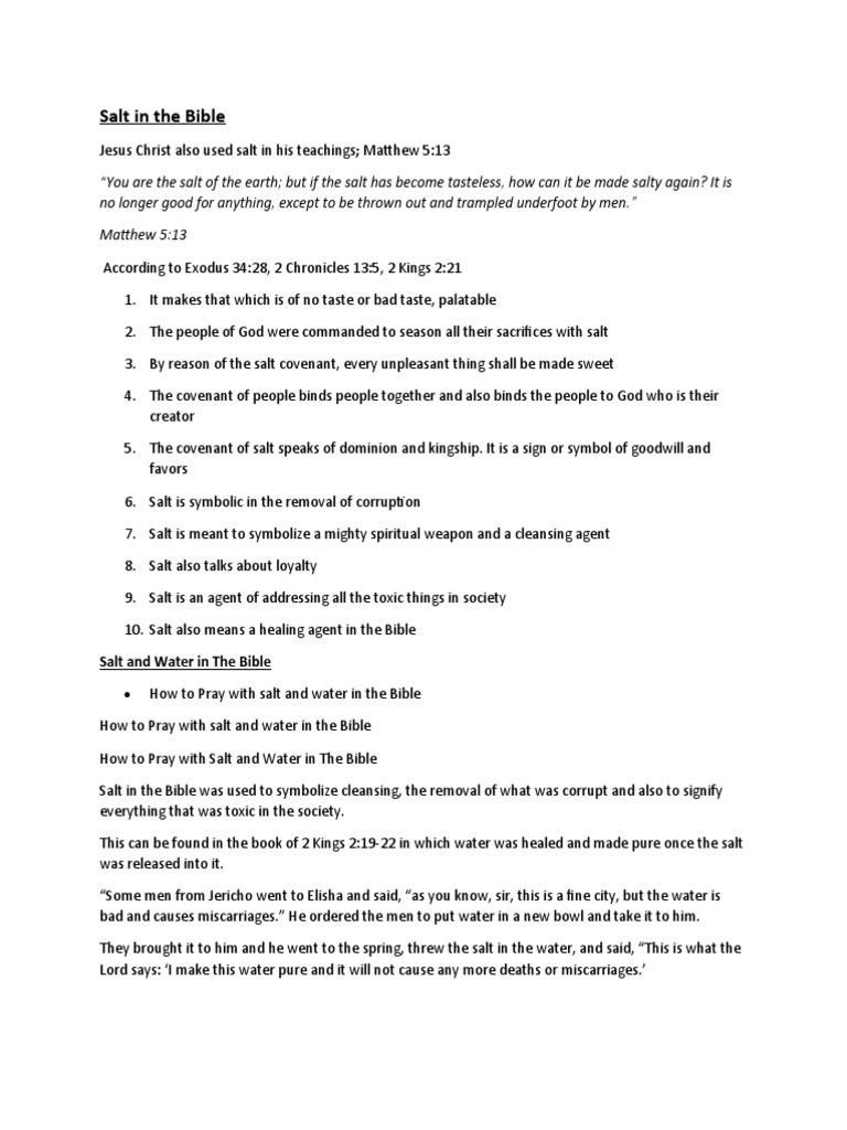Salt in The Bible | PDF | Sodium Chloride | Salt
