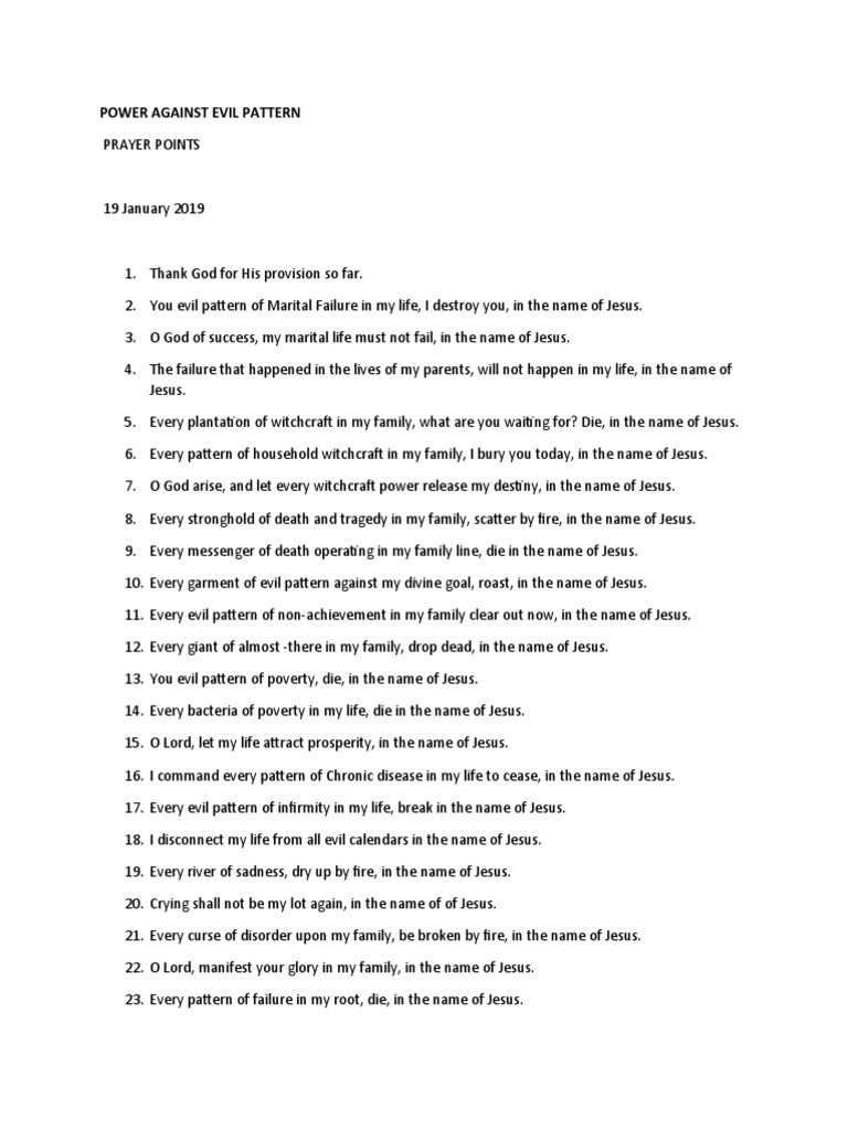 Power Against Evil Pattern | PDF | Evil | Jesus