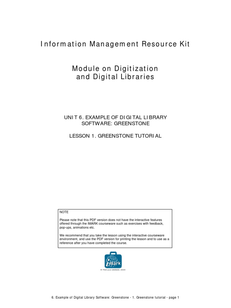 Module On Digitization-GREENSTONE | PDF | Metadata | Digital Library