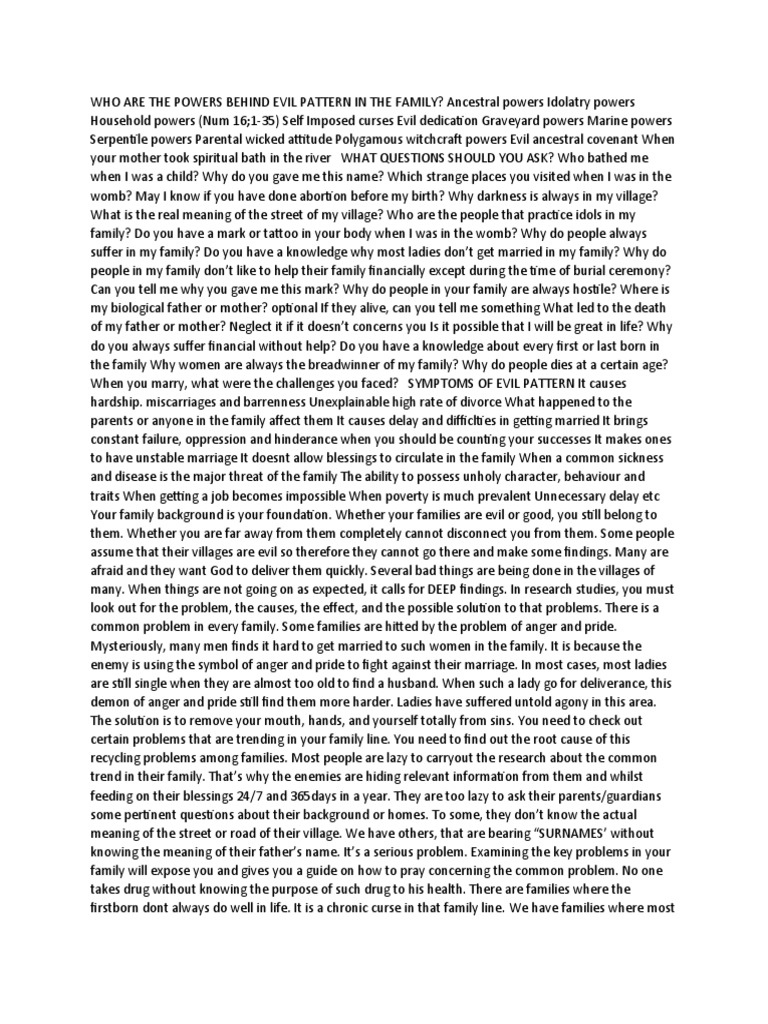 Who Are The Powers Behind Evil Pattern in The Family | PDF | Anger | Evil