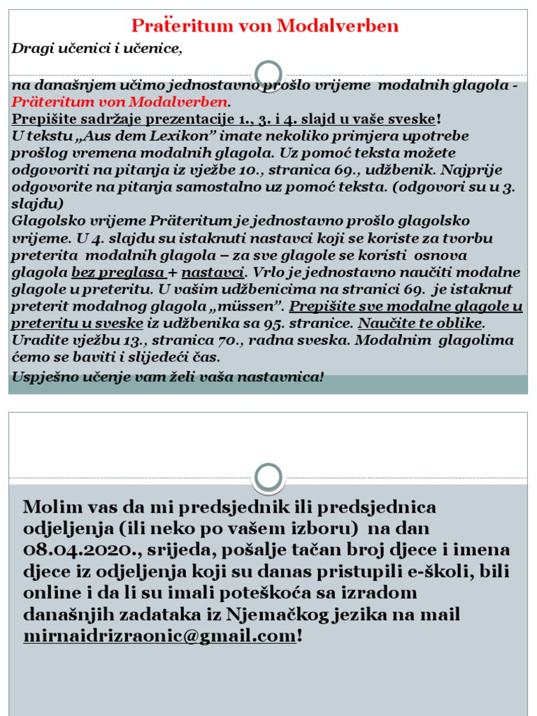 IX-1-Pr Teritum Von Modalverben-Njemacki Jezik Za 08.04.2020 | PDF