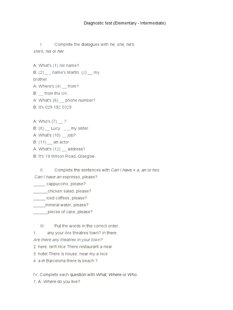 Test Assessing A Language Level | PDF