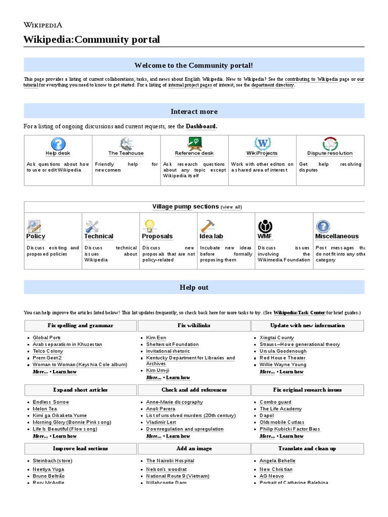 Wikipedia Community Portal | PDF | Wikipedia | Wiki