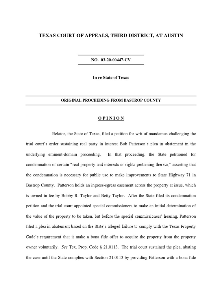 Texas Eminent Domain Dispute | PDF | Eminent Domain | Mandamus