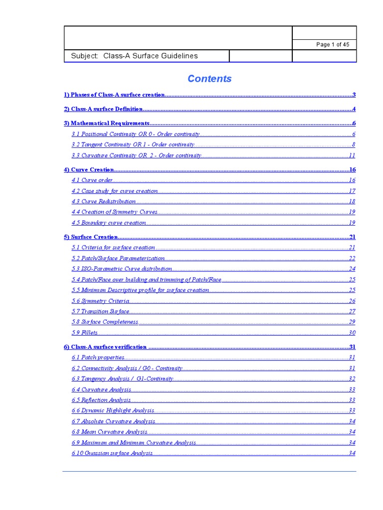 Subject: Class-A Surface Guidelines: Page 1 of 45 | PDF | Curvature | Curve