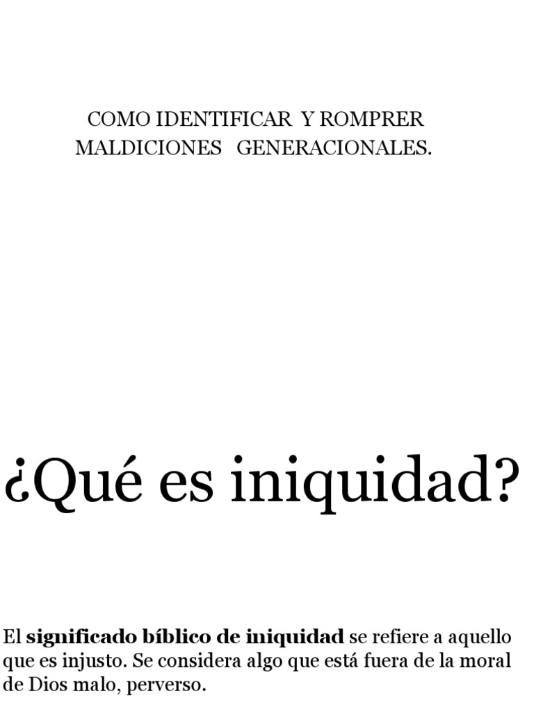 Como Identificar Y Romprer Maldiciones Generacionales Pdf Pecado