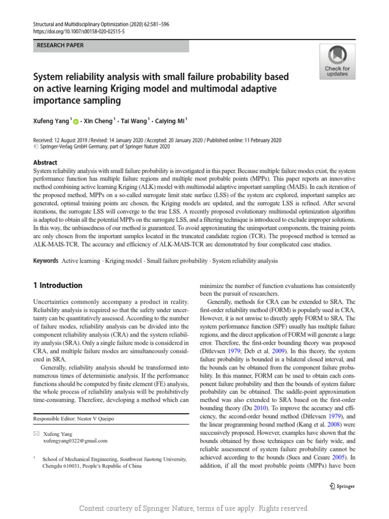 System Reliability Analysis With Small Failure Pro | PDF | Mathematical ...