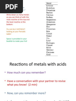 Metal-Acid Reaction Experiment Guide | PDF | Chemical Reactions | Acid