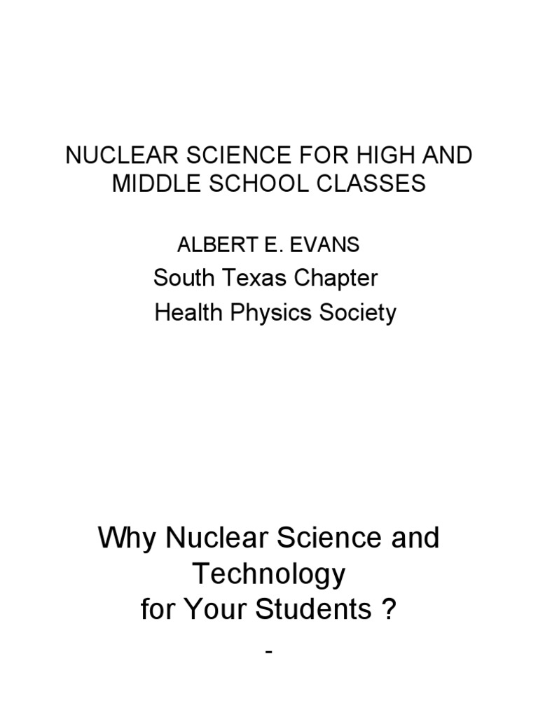 Nuclear Science For High and Middle School Classes | PDF | Radioactive ...