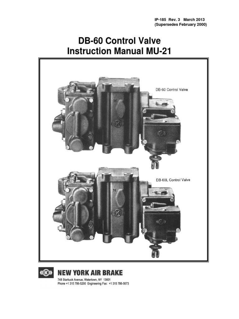 DB-60 Control Valve Manual | PDF | Piston | Brake