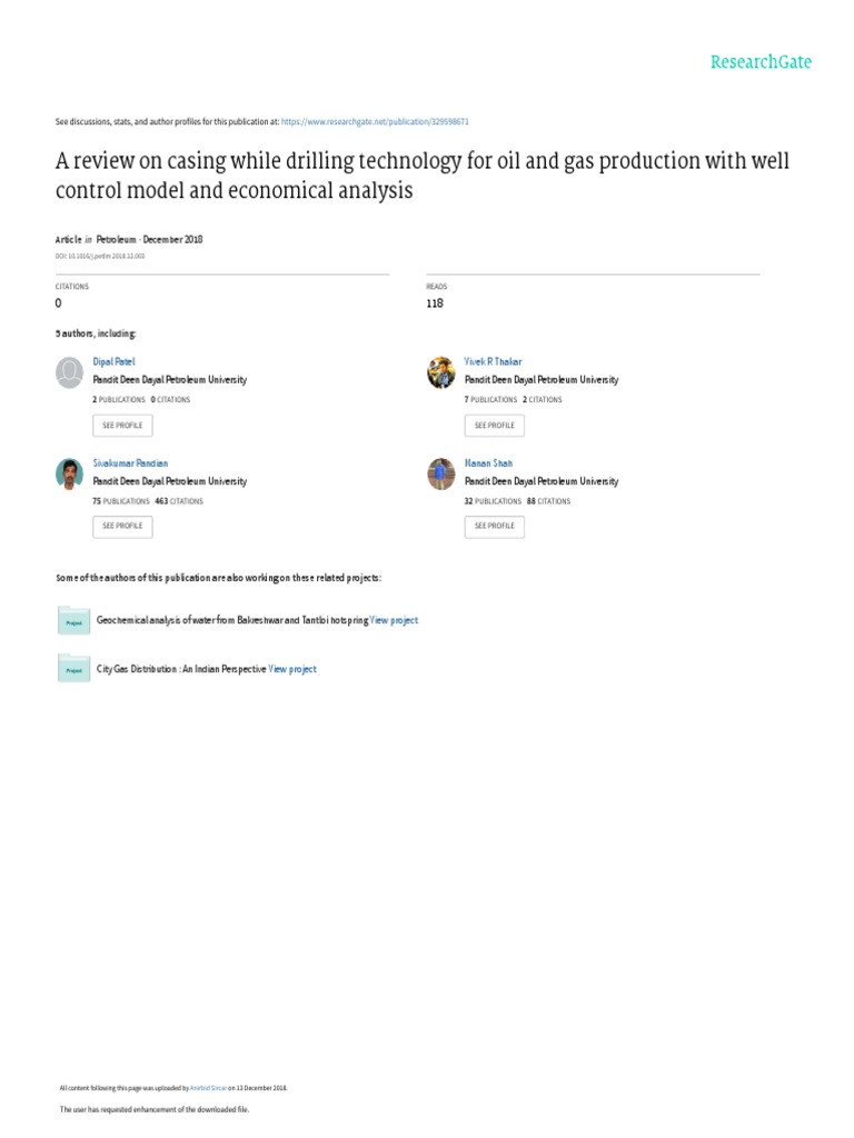 A Review On Casing While Drilling Technology For Oil and Gas Production ...