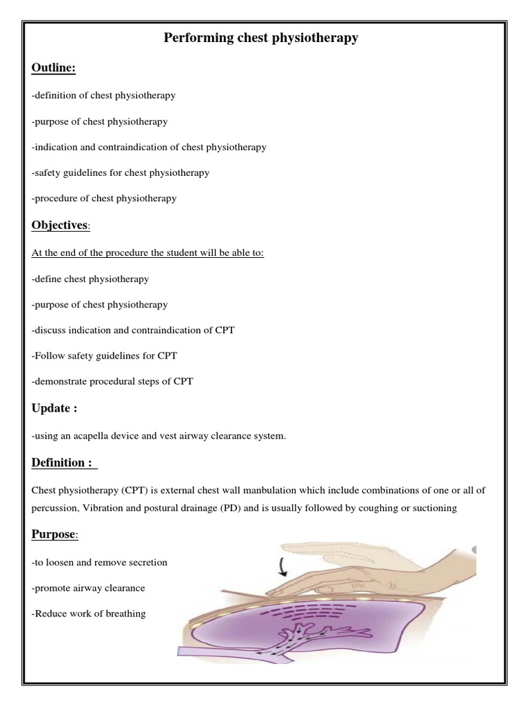Performing Chest Physiotherapy: Outline | PDF | Cough | Pulmonology
